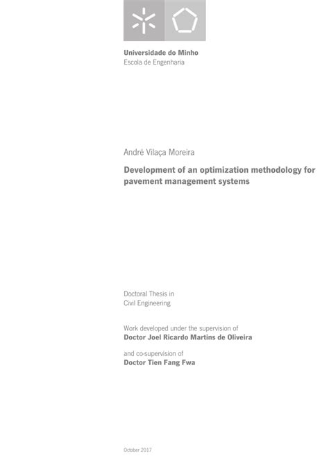 pdf development of an optimization methodology for pavement management systems