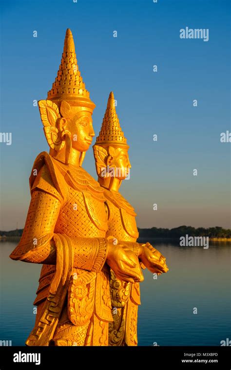 Golden Statues Are Decorating The Pyi Gyi Mon Royal Barge A Swimming