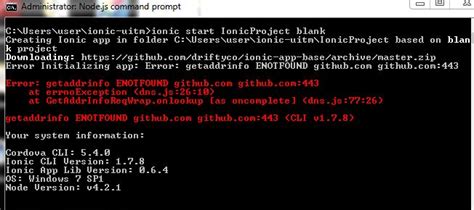 cordova getaddrinfo enotfound error in ionic stack overflow