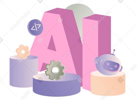 lettering ai with gears robot head and code sign text png svg