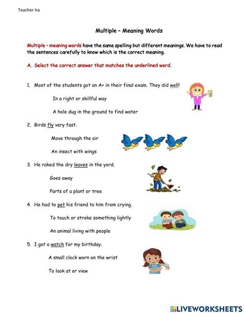 Multiple Meaning Words 2nd Grade Worksheets