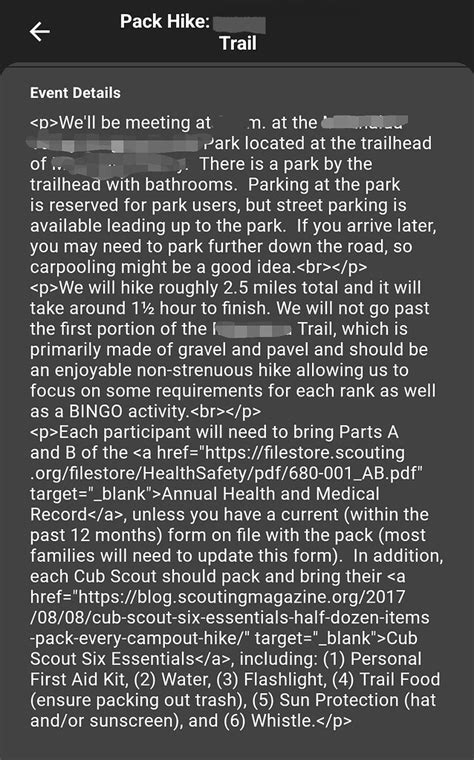 HTML Formatting For Event Text In Scouting Mobile App Scouting Mobile App Scouting Forums