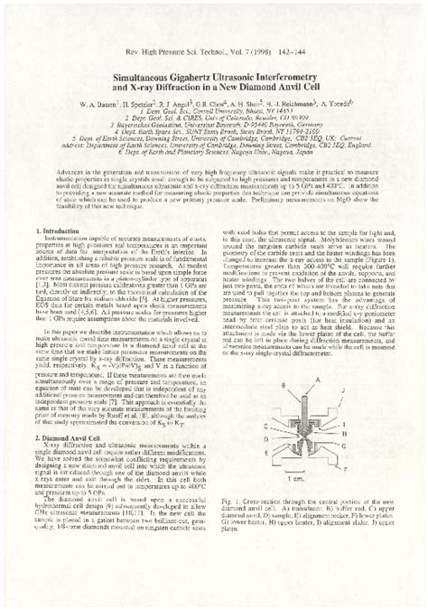 Pdf New Diamond Anvil Cells For Gigahertz Ultrasonic Interferometry