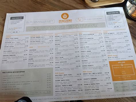 Menu At Zero Zero Restaurants London