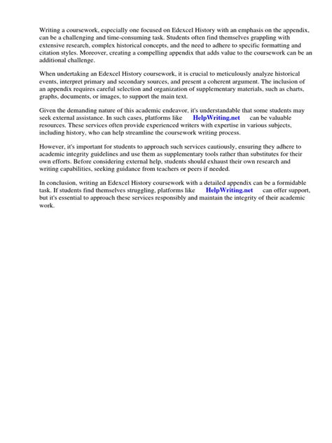 Edexcel History Coursework Appendix Pdf