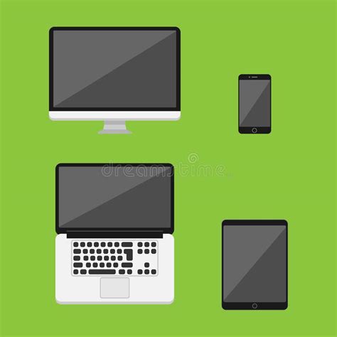 Realistic Set Of Monitor Laptop Tablet Smartphone Stock Vector Illustration Stock Vector