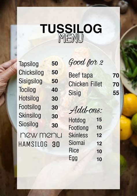 Tussilog We Are Now Open We Have A New Menu Hamsilog
