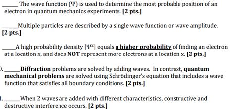 Solved The wave function Ψ is used to determine the most Chegg com