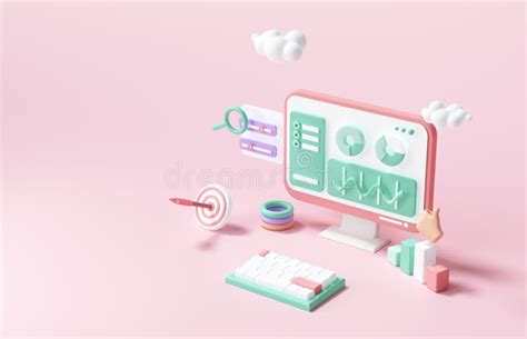 3d seo optimization web analytics and seo marketing concept 3d render