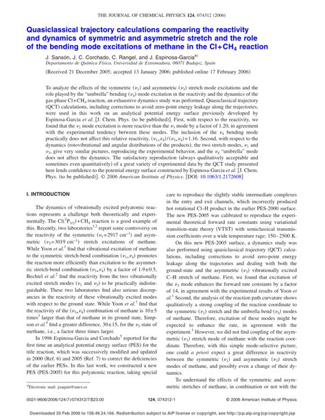 Pdf Quasiclassical Trajectory Calculations Comparing The Reactivity And Dynamics Of Symmetric