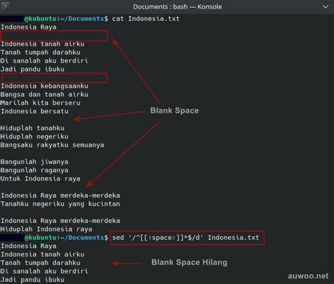menghilangkan empty line file di linux auwoo