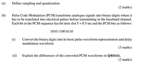 SOLVED A Define Sampling And Quantization B Pulse Code Modulation