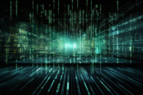 Abstract Digital Binary Code Data On Computer Screen Background For Technology Concept Stock