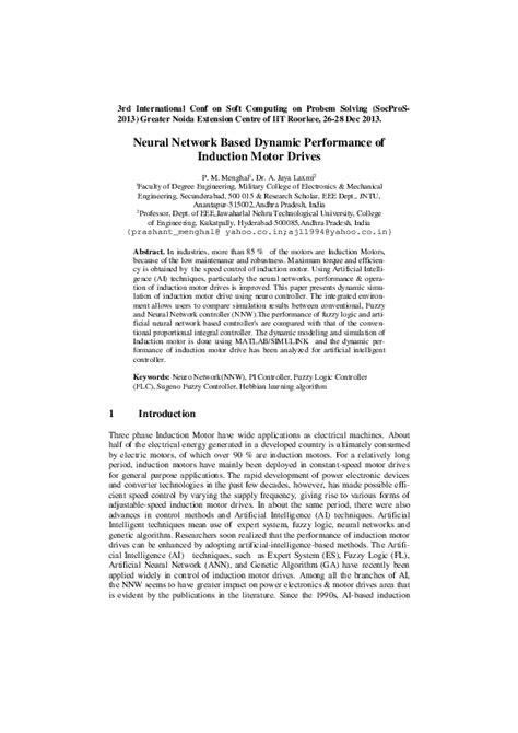 Pdf Neural Network Based Dynamic Performance Of Induction Motor Drives