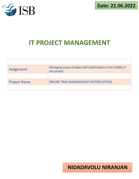 Isb Itpm Captone Project Part3 Nidadavolu Niranjan Assignment