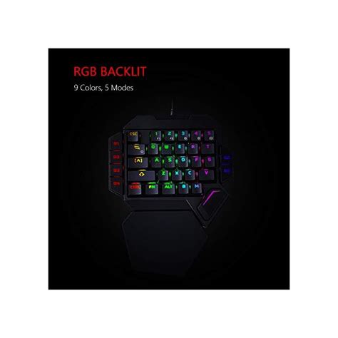 RedThunder One Handed Mechanical Gaming Keyboard Blue Switches RGB Backlit Keys Portable