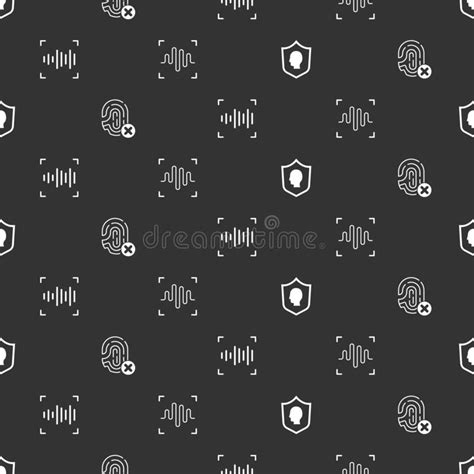 Set User Protection Rejection Fingerprint Voice Recognition And On Seamless Pattern Vector
