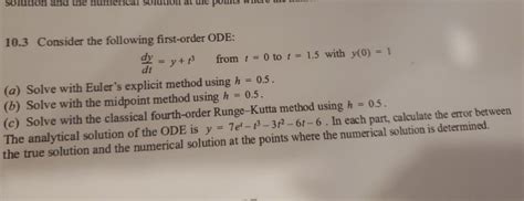 Solved Poms While 10 3 Consider The Following First Order