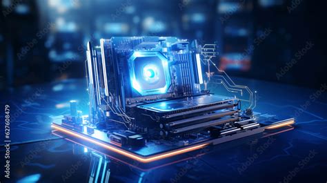 Technology Stock Vector With Blue Electronic Modern Computer Graphics Ai Generated Stock