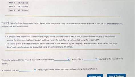 Solved 3 Understanding The Irr And Npv The Net Present