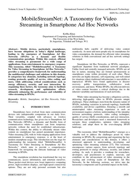 Mobilestreamnet A Taxonomy For Video Streaming In Smartphone Ad Hoc