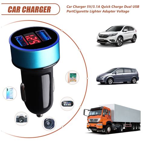 3 1A USB Car C Harger 2 Port LCD Display 12 24V C Igarette Socket Listen Technologies La 423 01