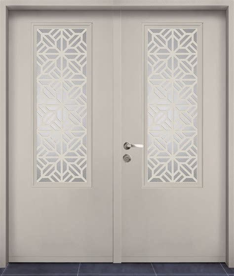 דלת כניסה דגם קיוטו דלת כפולה שמנת חלבית 9001 שוהם דלתות