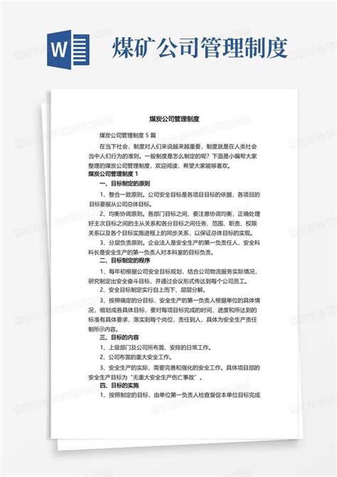 煤炭公司管理制度5篇Word模板下载 编号qrjapbmw 熊猫办公