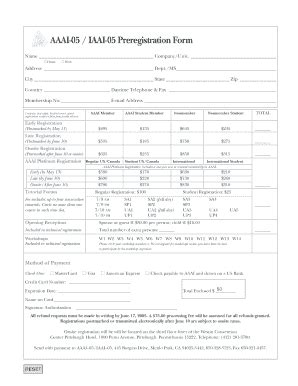 Fillable Online Aaai AAAI 05 IAAI 05 Preregistration Form Aaai Fax Email Print PdfFiller