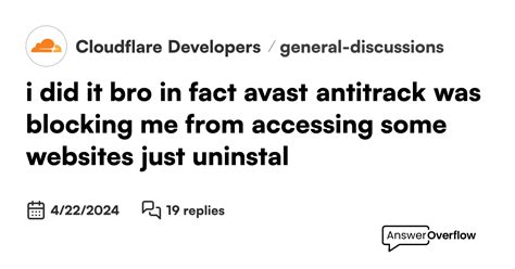 I Did It Bro In Fact Avast Antitrack Was Blocking Me From Accessing