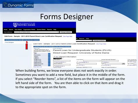 Ppt Dynamic Forms Designing Forms Forms Basics Powerpoint