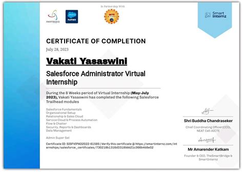 vakati yasaswini on linkedin salesforce administrator smartinternz smartbridge internship