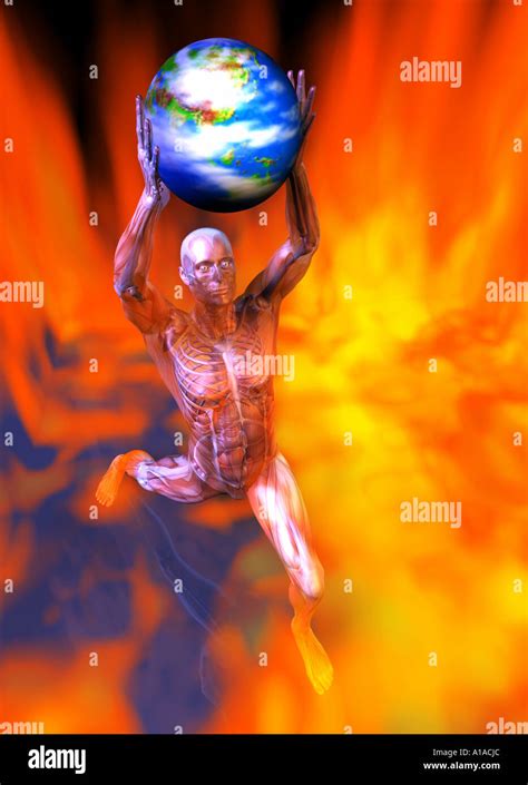 Anatomical Illustration Of Musculature Of Male Holding The Earth In A