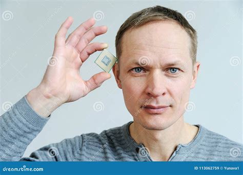 Cpu In The Man`s Hand Stock Image Image Of Power Hand 113062759