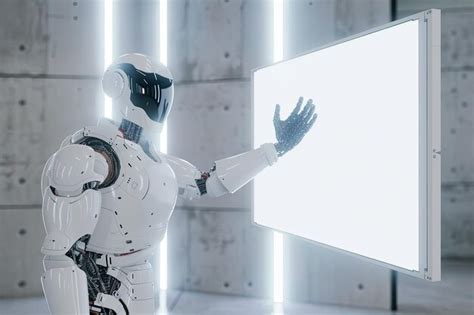 Ai Gaining Humanoid Form Inside Cyberspace Waving Hand Saluting Programmer Premium Ai