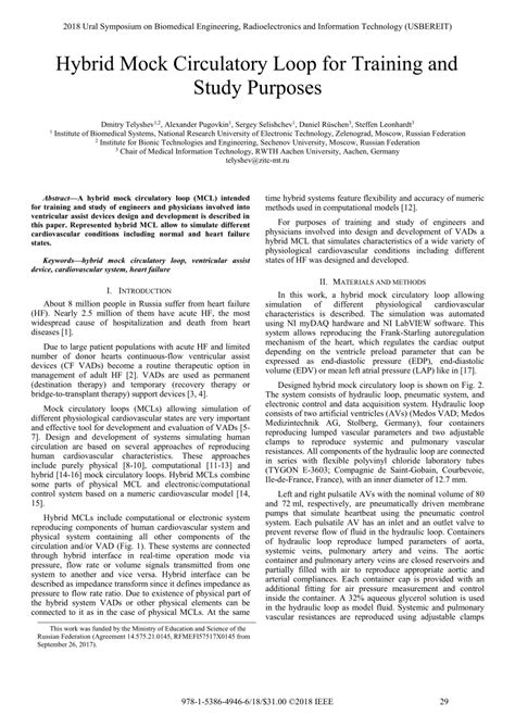 PDF Hybrid Mock Circulatory Loop For Training And Study Purposes