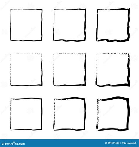 Grunge Frames Vector Set Handdrawn Square Frame Set Of Design Elements Stock Vector