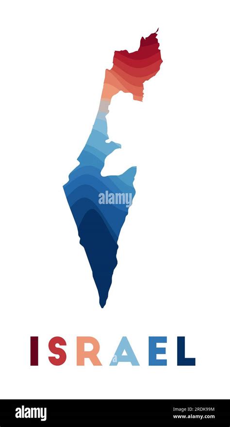 Israel Map Map Of The Country With Beautiful Geometric Waves In Red