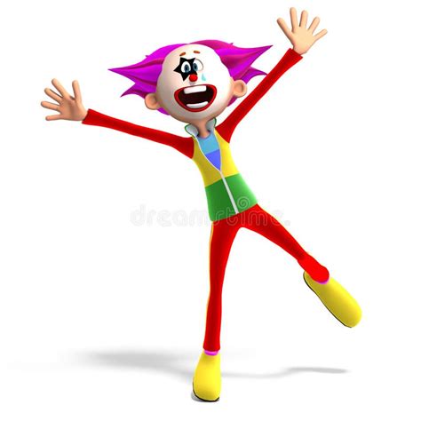 3d Illustration Of A Cute And Funny Cartoon Clown Needs Attention Stock Illustration