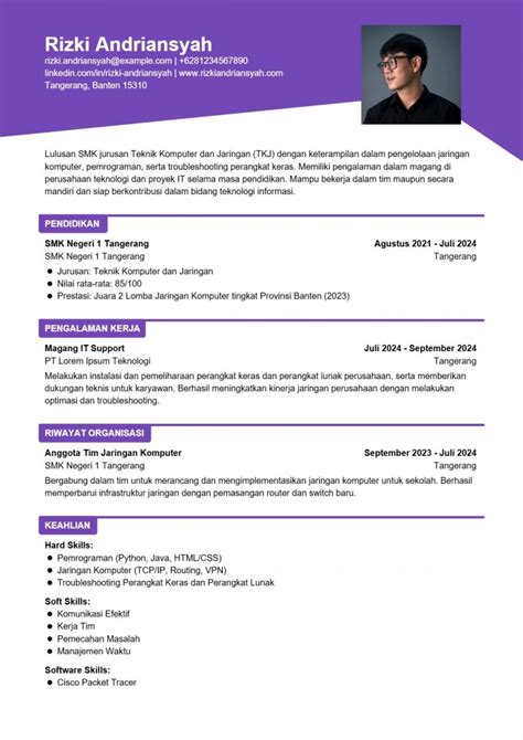 21 Contoh Cv Teknik Informatika Fresh Graduate And Berpengalaman Contoh Cv Jurusan Teknik