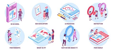 Free Vector Isometric Sex Education Composition Set With School And