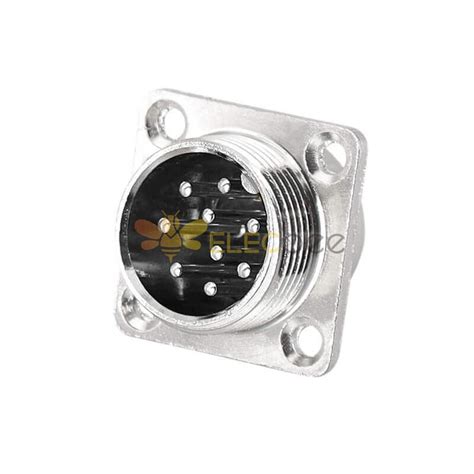 Gx16 9 핀 암 플러그 및 4 홀 사각 플랜지 와이어 케이블 커넥터가 있는 수 소켓