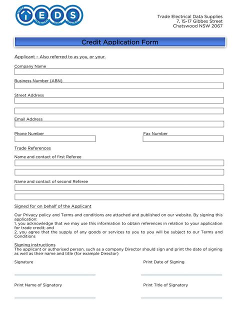 Free Printable Credit Application Form Templates [pdf Word]