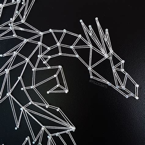 Polygon Dragon String Art Geometric Art Minimal Black Etsy Canada