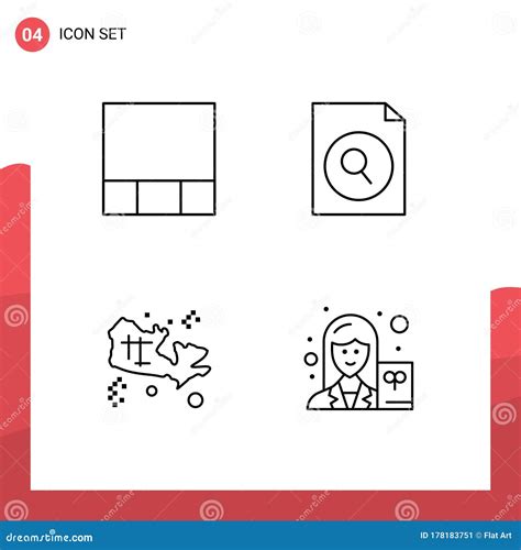 4 Universal Filledline Flat Colors Set For Web And Mobile Applications Grid Female File