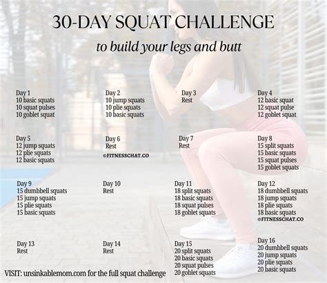 30 Day Squat Challenge To Tone Your Legs And Butt Unsinkable Mom