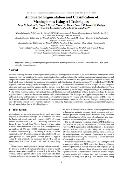 Pdf Automated Segmentation And Classification Of Meningiomas Using Ai Techniques