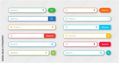 Colorful Search Bar Templates Internet Browser Engine With Search Box Address Bar And Text