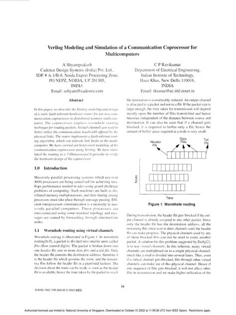 Verilog Modeling And Simulation Of A Communication Coprocessor For Multicomputers Pdf
