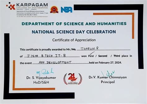 Tharun R On Linkedin Techinnovation Nationalscienceday Appdevelopment Winner